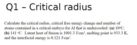 q1 critical radius calculate the critical radius critical course hero