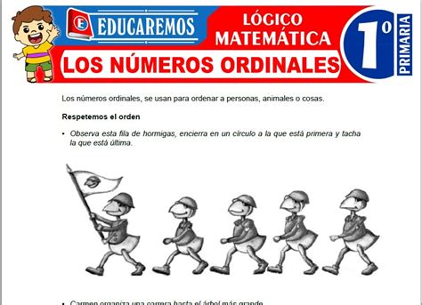 Ficha De Carrera De Numeros Ordinales
