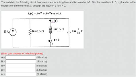 Solved The Switch In The Following Circuit Has Been Open For Chegg