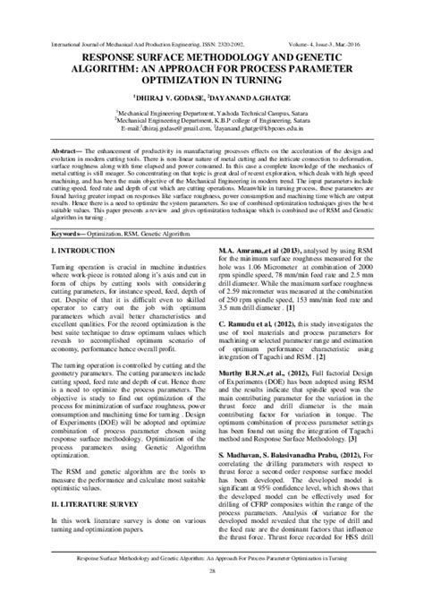 pdf response surface methodology and genetic algorithm an approach for process parameter