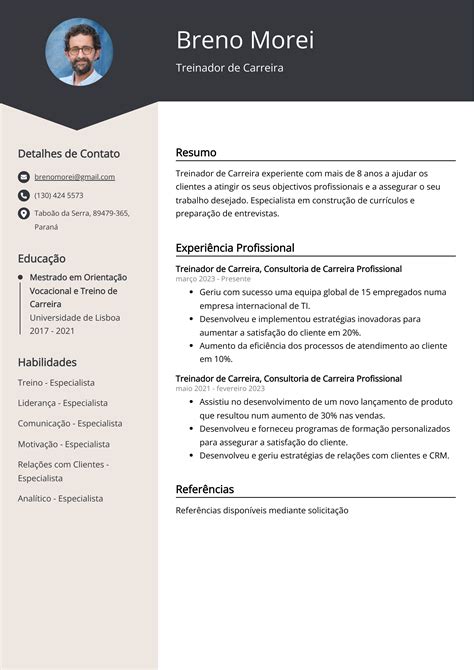 Exemplo de currículo de coach de carreira guia gratuito