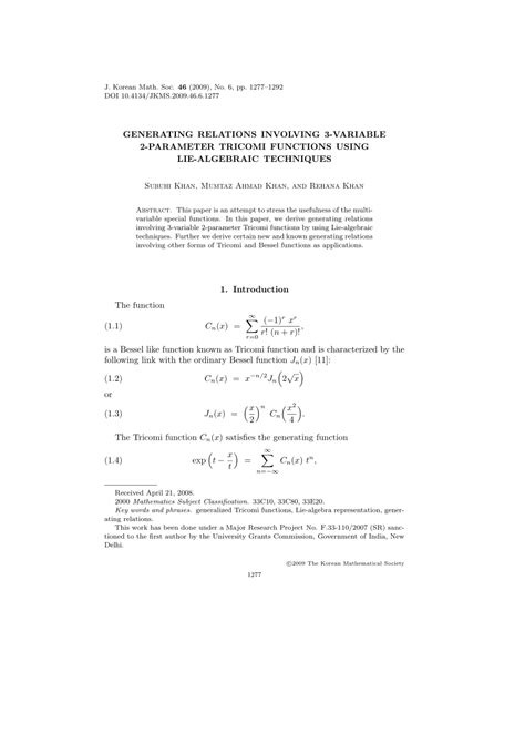 pdf generating relations involving 3 variable 2 parameter tricomi functions using lie