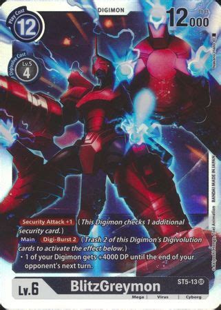 DIGIMON ST5 13 BlitzGreymon Digimon Super Rare Saigon TCG