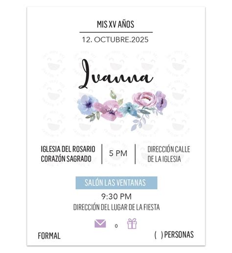 Invitación Quince Años Línea Floral Invitaciones Digitales