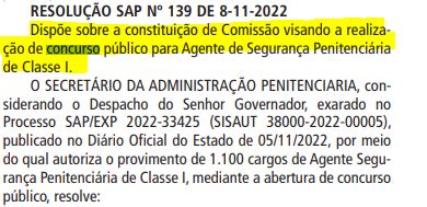 Concurso Polícia Penal SP comissão formada para novo edital confira
