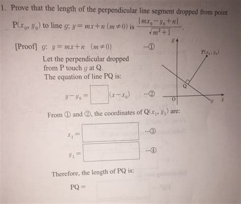 solved 1 prove that the length of the perpendicular line