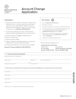 Fillable Online Account Change Application OppenheimerFunds Fax Email