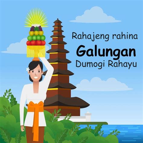 Desain Ucapan Selamat Hari Raya Galungan Ilustrator Karya Seni 3d Kartu