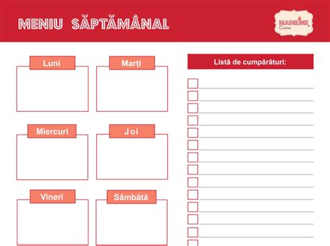 Planificarea Meniului Saptamanal Madeline Ro