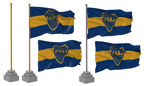 Club Atletico Boca Juniors Flag Waving Different Style With Stand Pole