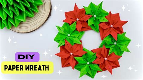 DIY Paper Christmas Wreath Origami Paper Wreath Christmas Craft