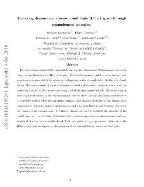 pdf detecting dimensional crossover and finite hilbert space through entanglement entropies