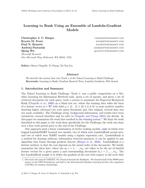 pdf learning to rank using an ensemble of lambda gradient models