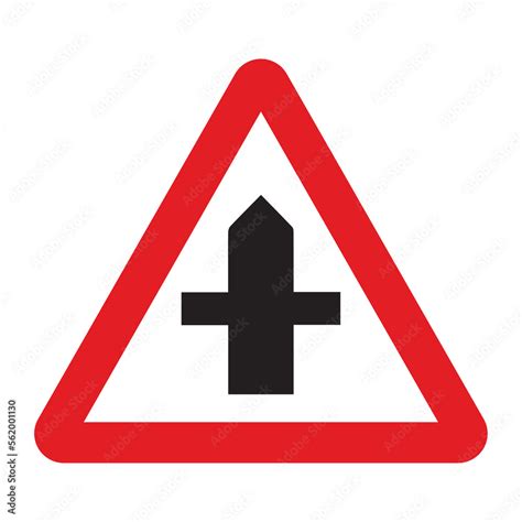 Cross Road Sign In A Red Triangle With Black Sign And Traffic Sign Uk