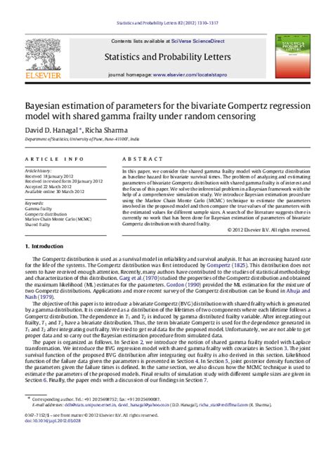 pdf bayesian estimation of parameters for the bivariate gompertz regression model with shared