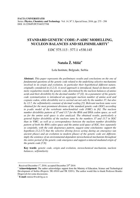 pdf standard genetic code p adic modelling nucleon balances and selfsimilarity