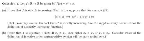 solved question 4 let f r → r be given by f x e x a