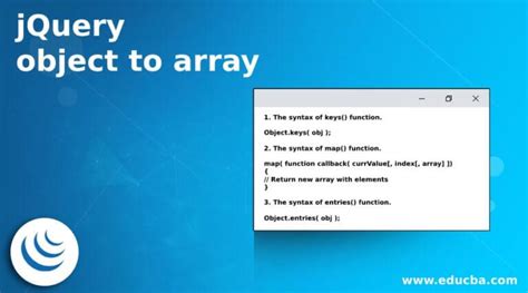 jquery object to array working of jquery object to array examples