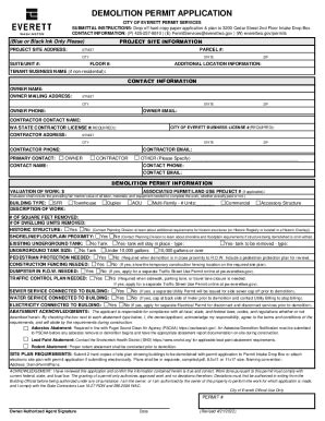 Fillable Online DEMOLITION PERMIT APPLICATION Everett WA Fax Email