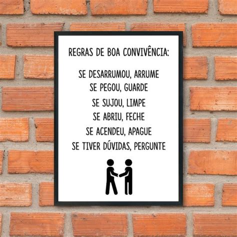 Quadro Frase Regras De Boa Convivencia Produtos Elo