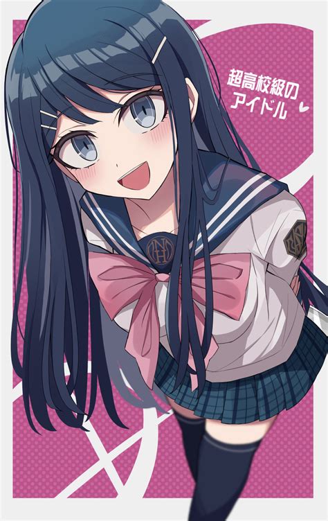 Safebooru 1girl Absurdres Blue Eyes Blue Hair Blue Sailor Collar Blush Bow Danganronpa