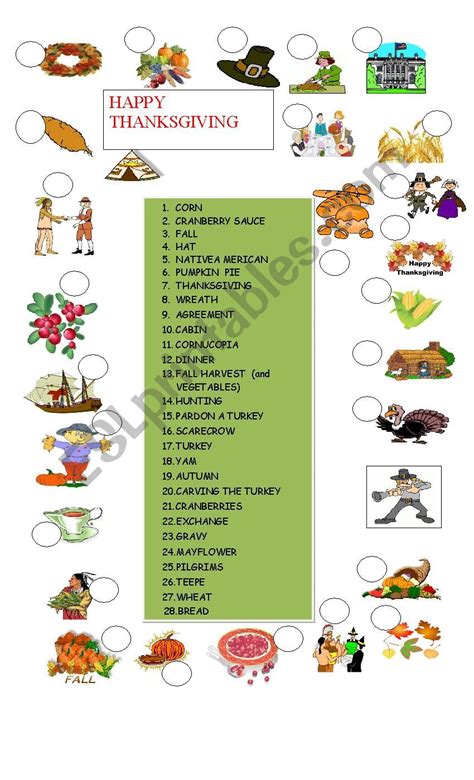 Happy Thanksgiving Day ESL Worksheet By Erika210