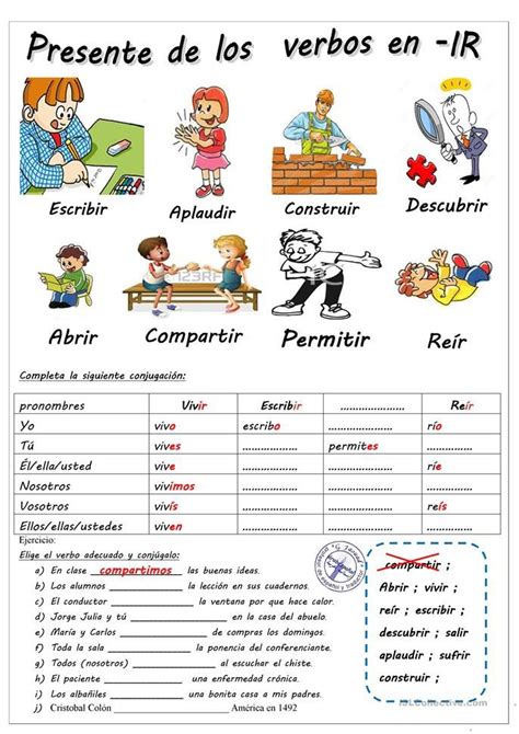 Los Verbos De Tercera Conjugaci N Espa Ol Ele Hojas De Trabajo