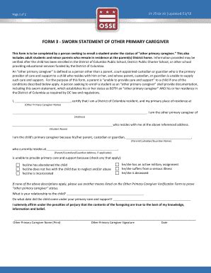 Fillable Online Osse Dc FORM 3 SWORN STATEMENT OF OTHER PRIMARY