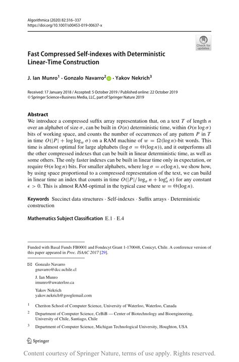 fast compressed self indexes with deterministic linear time construction request pdf
