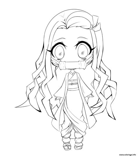 Coloriage Chibi Nezuko Demon Slayer Dessin Demon Slayer Imprimer