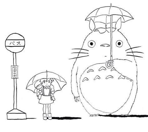 Dibujos De Totoro Bajo La Lluvia Para Colorear Para Colorear Pintar E