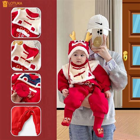 Body Dài Tay Nỉ Bông Tết Tài Lộc 2024 Phối Lông Cừu Ấm Áp Cho Bé