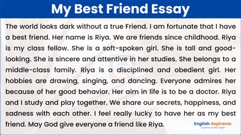 My Best Friend Essay In English 100 150 200 300 500 Words