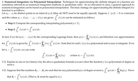 solved 3 numerical integration via polynomial interpolation