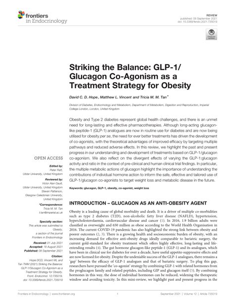 PDF Striking The Balance GLP 1 Glucagon Co Agonism As A Treatment