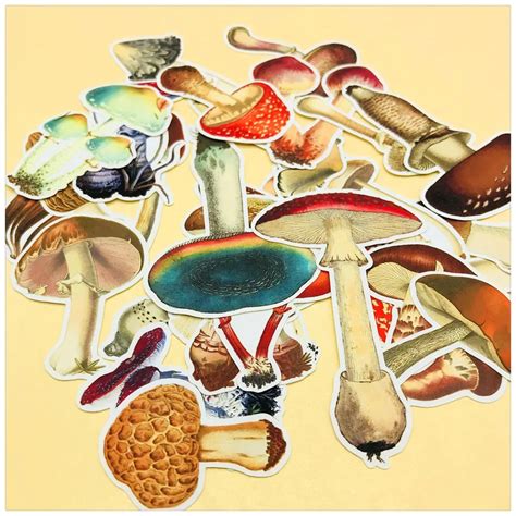 Autocollant de lettre champignon Cartoon Vintage 26 pièces sac