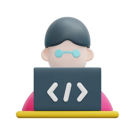 Premium Vector D Developer Character Working Icon Vector Isolated On