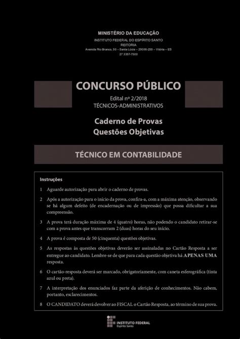 PDF Cderno e rovas Questões Objetivas TÉCNICO EM Questões