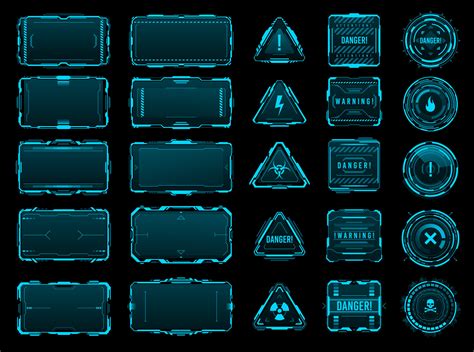 Hud Danger And Warning Interface Frames Of Alert Vector Art At