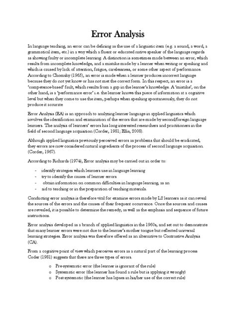 error analysis pdf second language second language acquisition