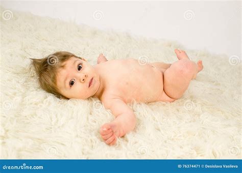 Adorable Baby Girl Naked Stock Image Image Of Happy 76374471