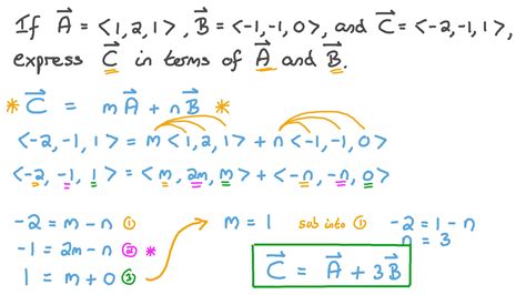 question video expressing a given vector as a linear combination in terms of another two given