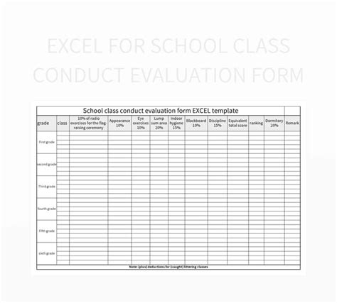 Excel For School Class Conduct Evaluation Form Excel Template And