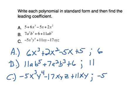 standard form polynomial solved write each polynomial function in standard form c