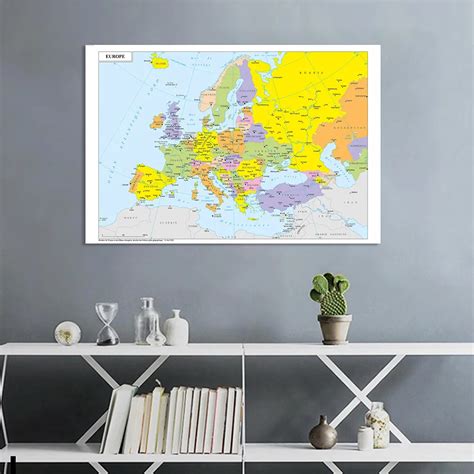 Mapa Pol Tico Da Europa Cartaz De Parede Grande 150 100cm Pintura Em