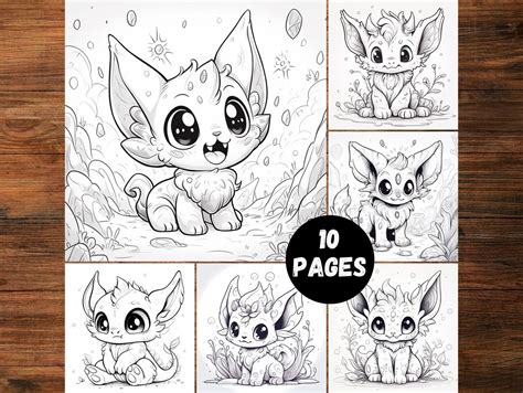 Kawaii Super Cute Coloring Book Kid Friendly Kawaii Coloring Etsy
