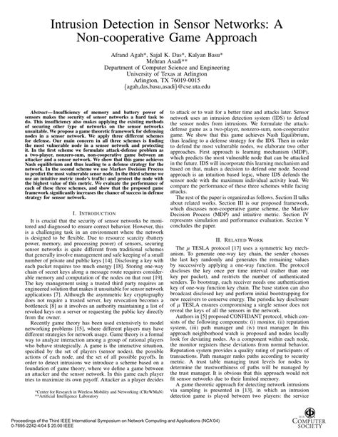 pdf intrusion detection in sensor networks a non cooperative game approach