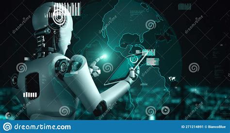 Future Financial Technology Controll By AI Robot Huminoid Uses Machine