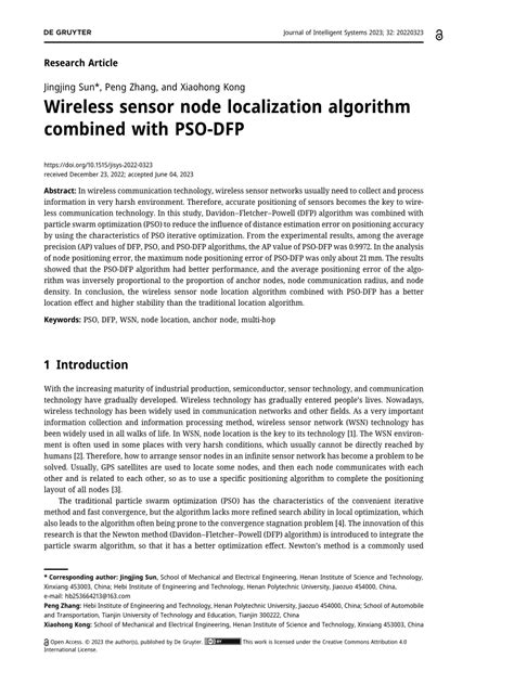 pdf wireless sensor node localization algorithm combined with pso dfp