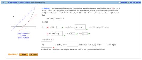 solved to illustrate the mean value theorem with a specific